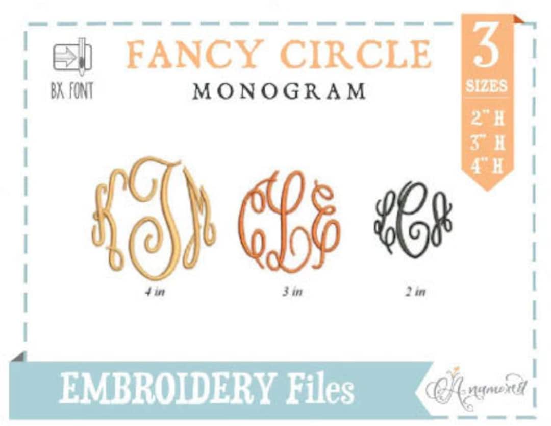 Fancy Master Circle Monogram Embroidery Fonts 3 Sizes 2 - Etsy
