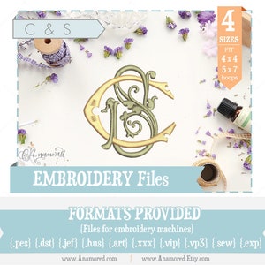 Interlocking CS or SC Monogram Embroidery Design / Machine | Etsy