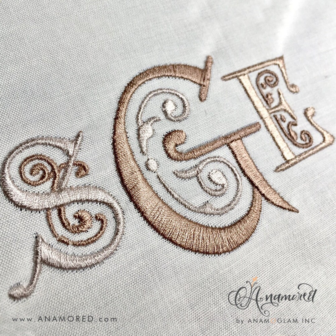 4 Sizes Damask Machine Embroidery Font Monogram Font, Full Alphabet ...