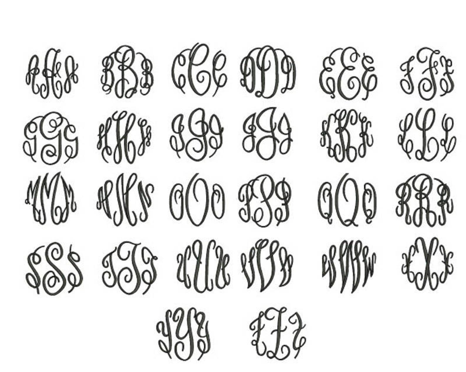 Fancy Master Circle Monogram Embroidery Fonts 3 Sizes - Etsy