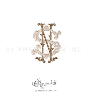 Interlocking N and S Embroidery Monogram Design for Machine Embroidery ...