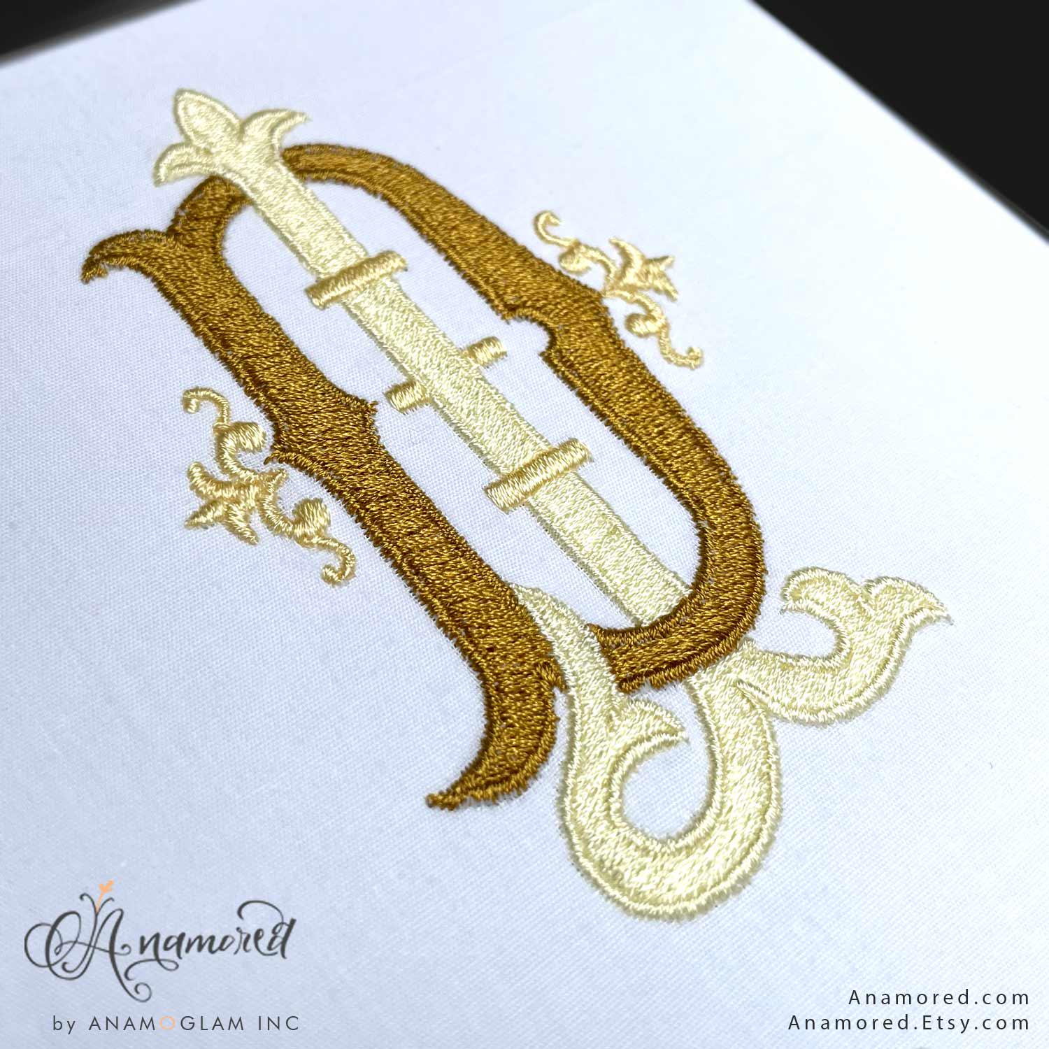 Interlocking D and J Embroidery Monogram Design for Machine Embroidery ...