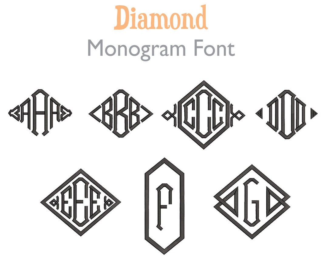 5 Sizes (1,2,3,4,5, Inch) Diamond Monogram, 26 Letters, 5 Brackets, 4 ...