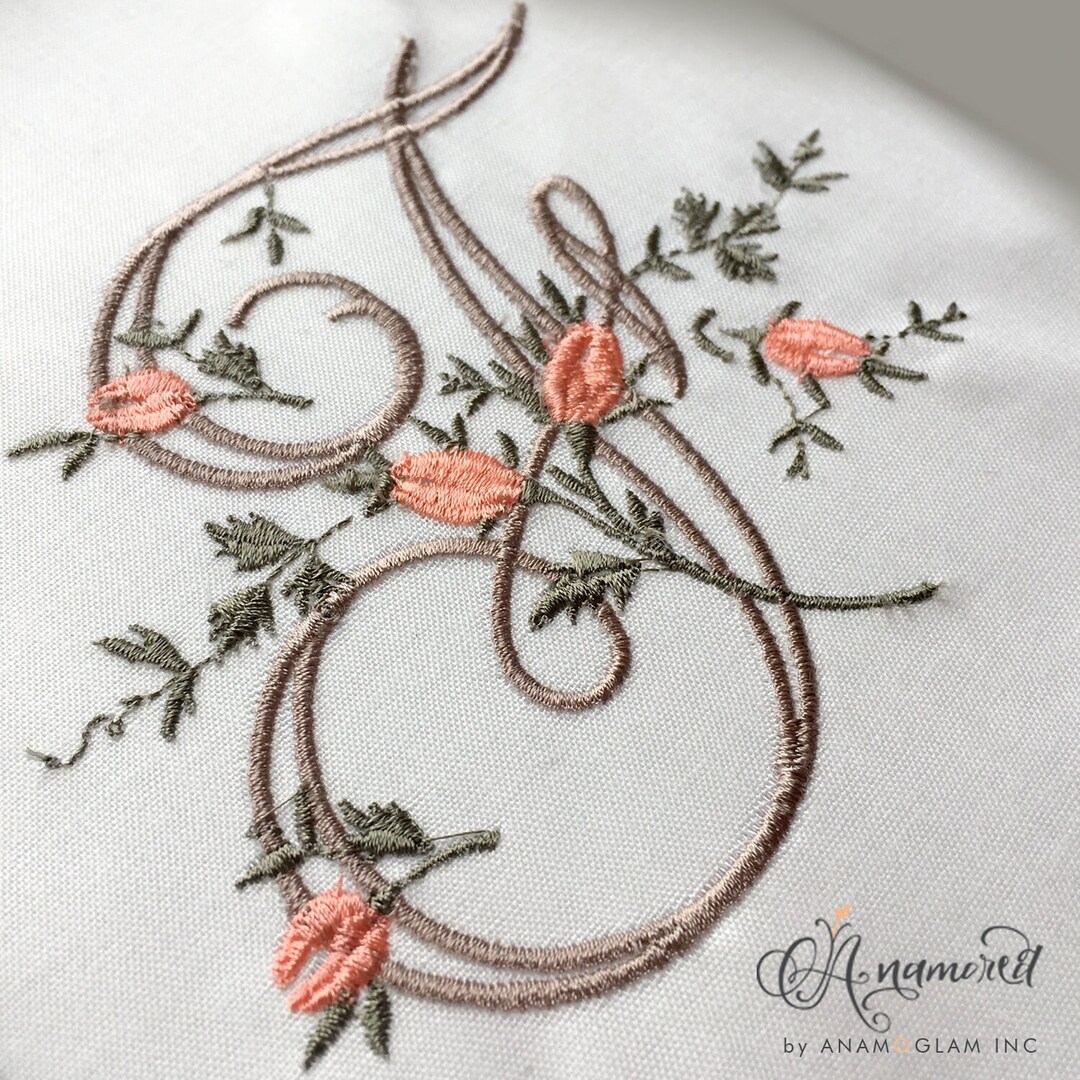 2 Sizes: 3" and 4" Fancy Floral Vine Monogram Embroidery Font for Embroidery Machine/ BX Font ...