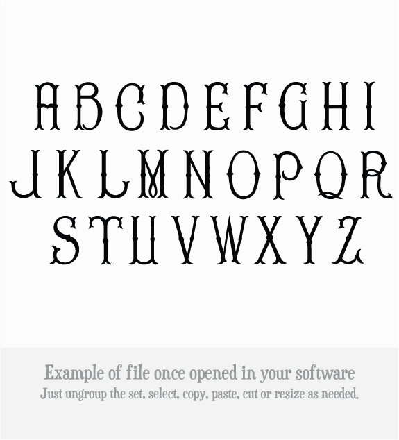 Cuttable Alphabet: Fancy Fishtail Monogram Vector Files - Etsy