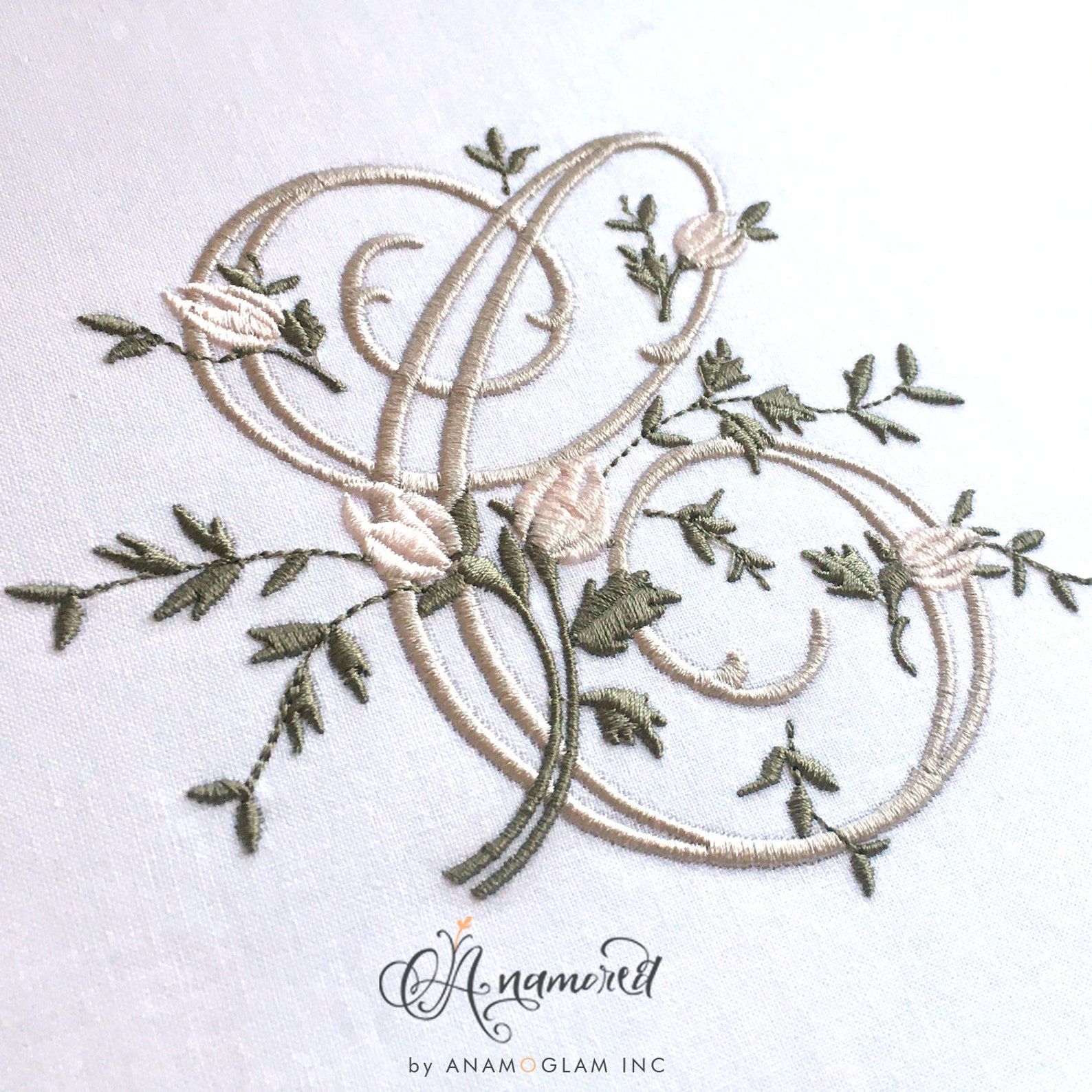 2 Sizes: 4 and 5 Fancy Floral Vine Monogram Embroidery Font for Embroidery Machine/ BX Font ...
