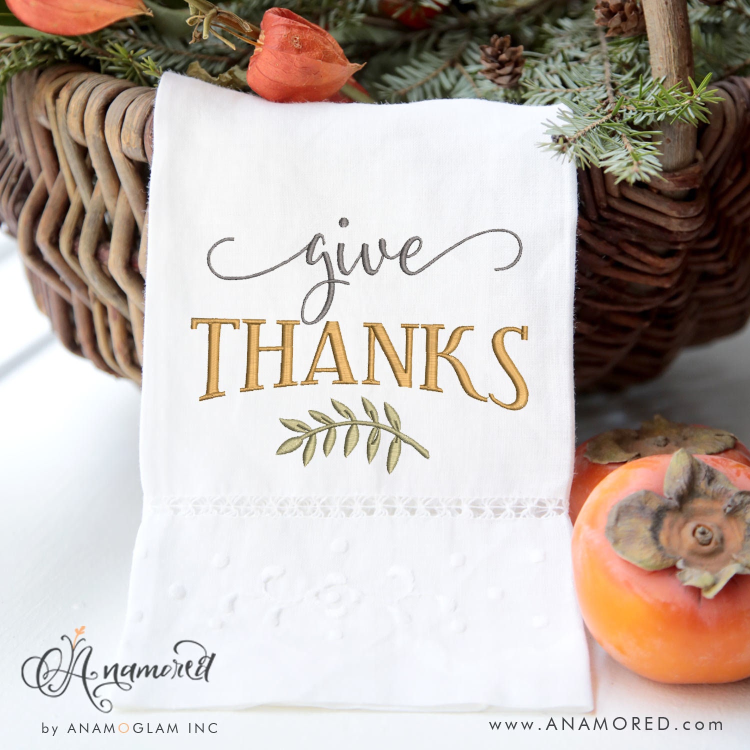 Give Thanks Thanksgiving Embroidery Design for Embroidery Machine ...