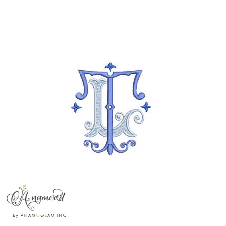 Interlocking L and T Embroidery Monogram Design for Machine - Etsy