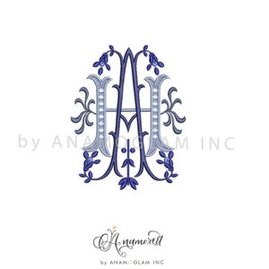 Interlocking A and H Embroidery Monogram Design for Machine Embroidery ...
