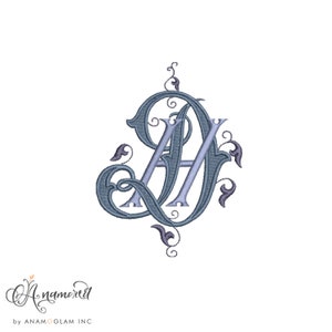 Interlocking D and H Embroidery Monogram Design for Machine Embroidery ...