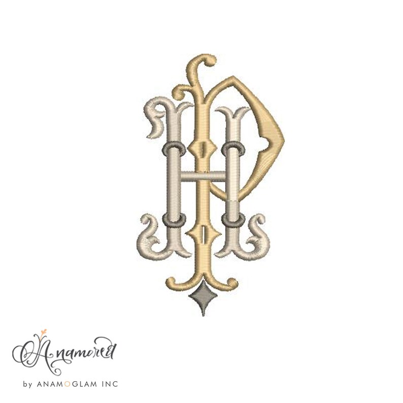 Interlocking H and P Embroidery Monogram Design for Machine Embroidery ...
