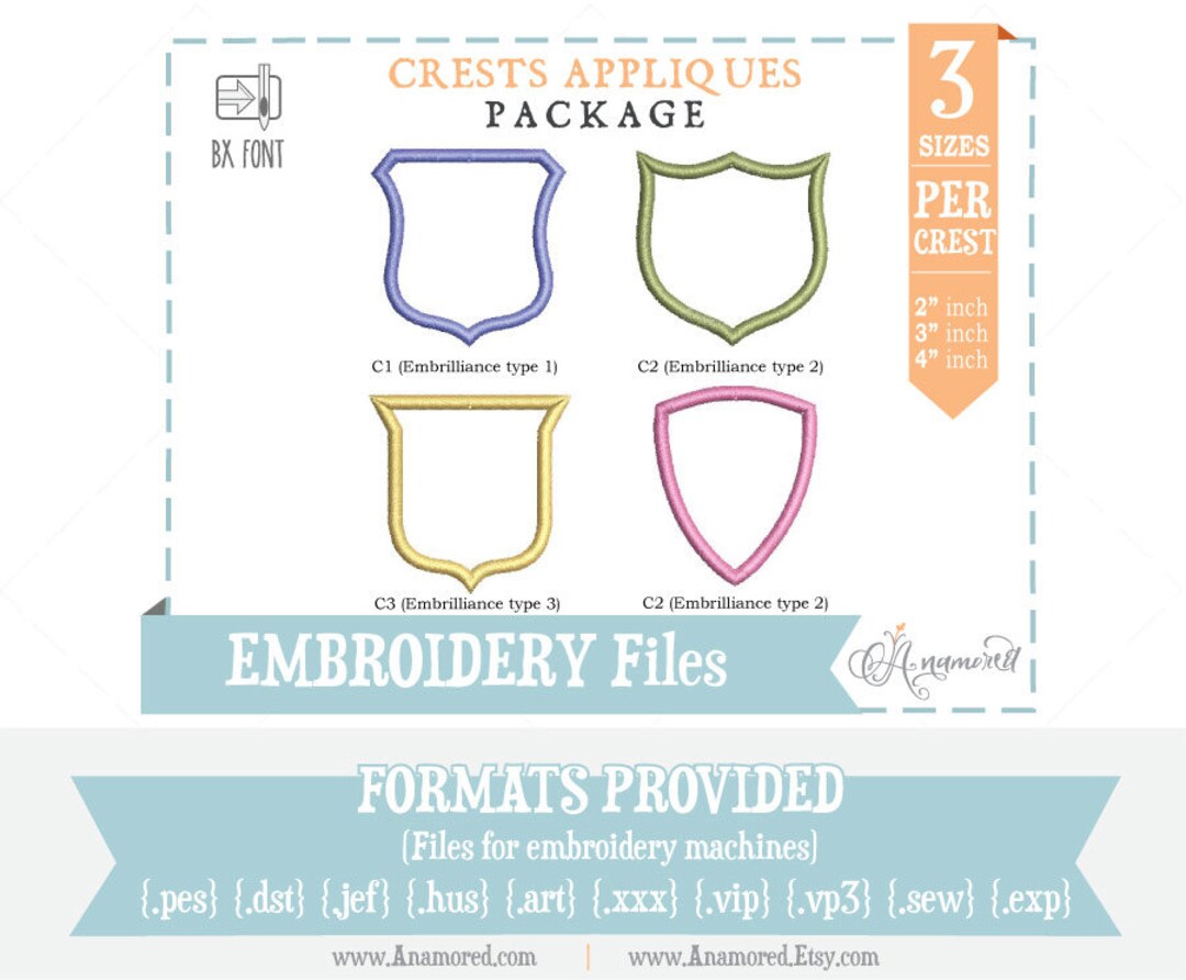 Crests & Shield Applique Embroidery Files: Instant Download - Etsy