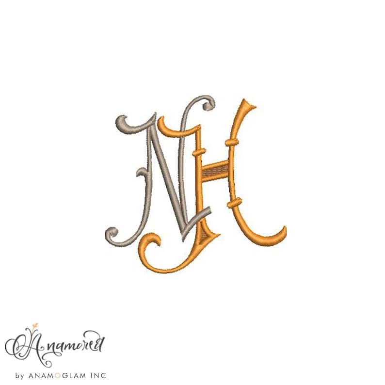 Interlocking H and N Embroidery Monogram Design for Machine Embroidery ...