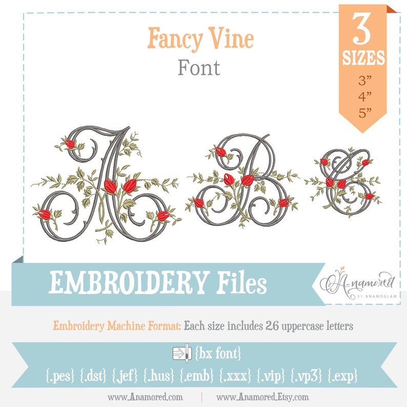 3 Sizes: 3 and 4 and 5 Fancy Floral Vine - Etsy