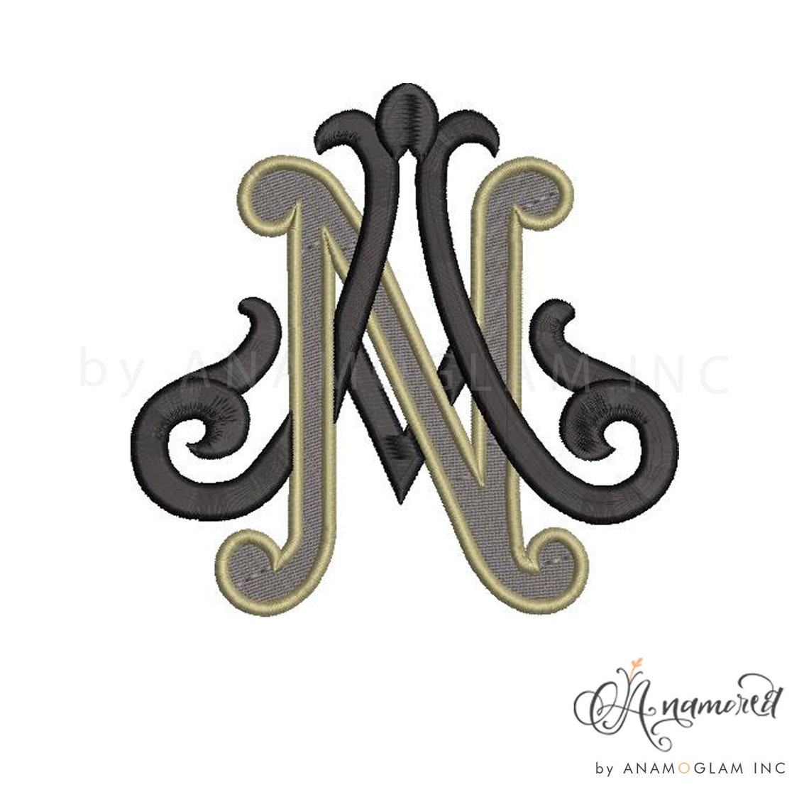Interlocking A and N Embroidery Monogram Design for Machine - Etsy