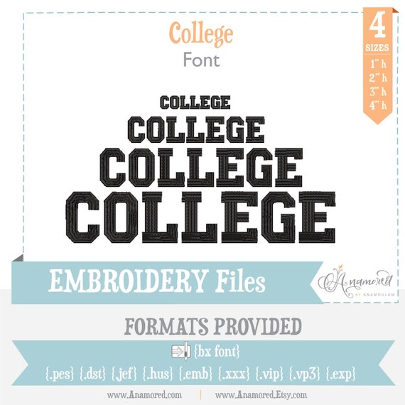 4 Sizes College Athletic Embroidery Font/alphabet for - Etsy
