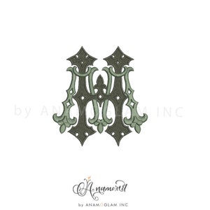 Interlocking M and H Embroidery Monogram Design for Machine Embroidery ...
