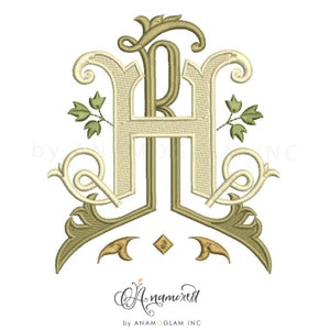 Interlocking R and H Embroidery Monogram Design for Machine Embroidery ...