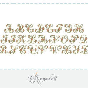 5" Floral Antique Vintage Embroidery Monogram Font for Embroidery ...
