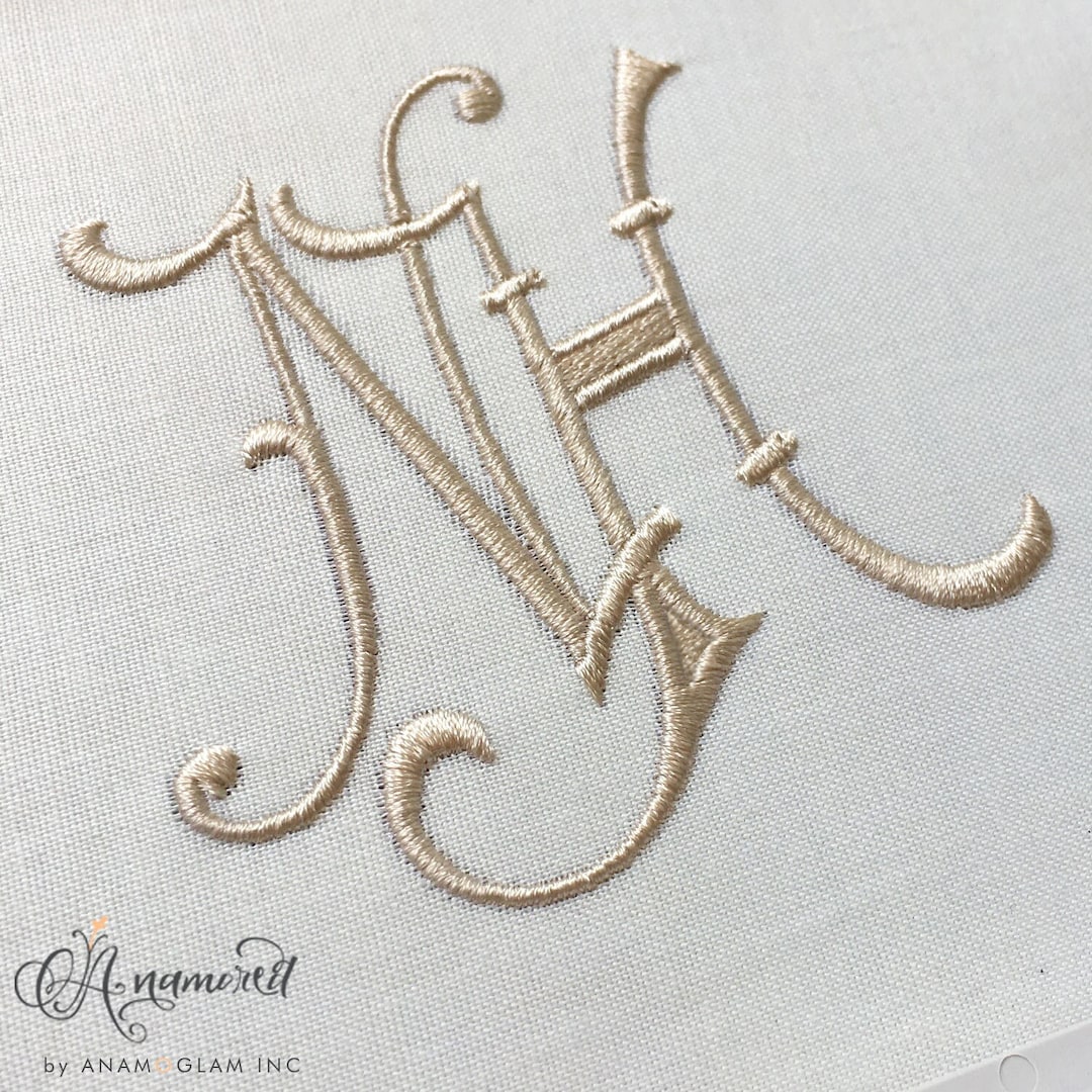 Interlocking H and N Embroidery Monogram Design for Machine Embroidery ...