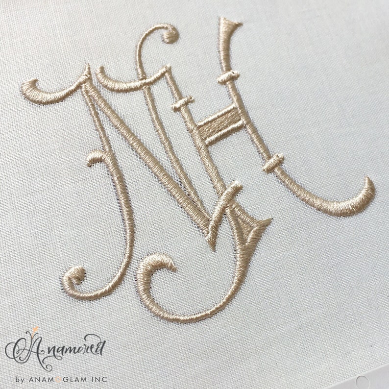 Interlocking H and N Embroidery Monogram Design for Machine Embroidery ...