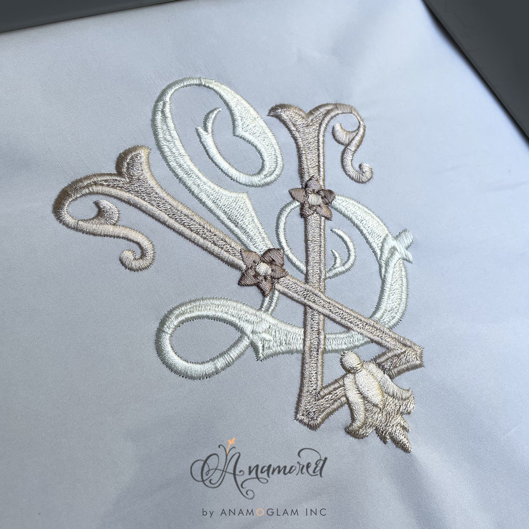 Interlocking L and V, LV or VL Monogram. Embroidery Design for ...