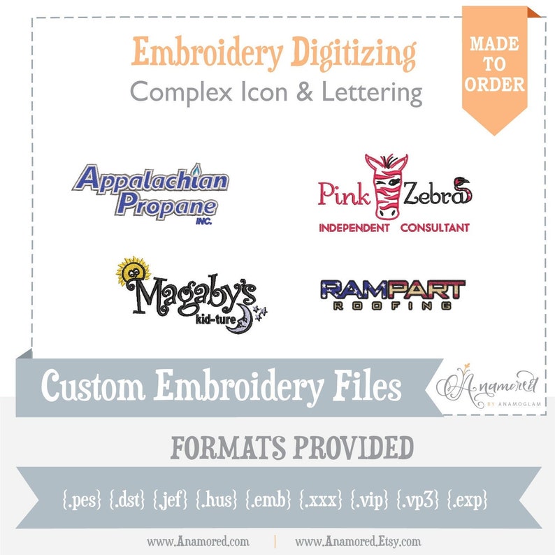 Complex Icon With Name Logo Custom Embroidery Digitizing - Etsy