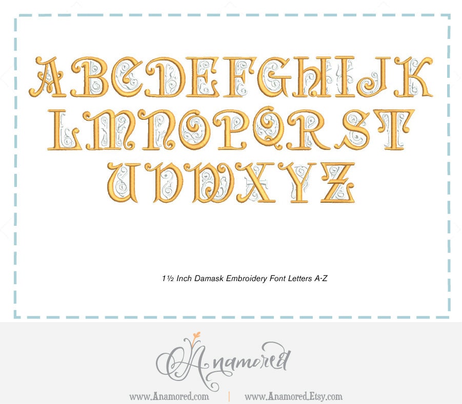2 Sizes Small Damask Machine Embroidery Font Monogram Alphabet - Etsy