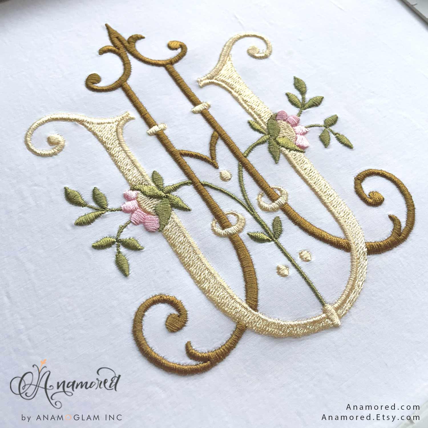 Interlocking A and U Embroidery Monogram Design File for Embroidery ...