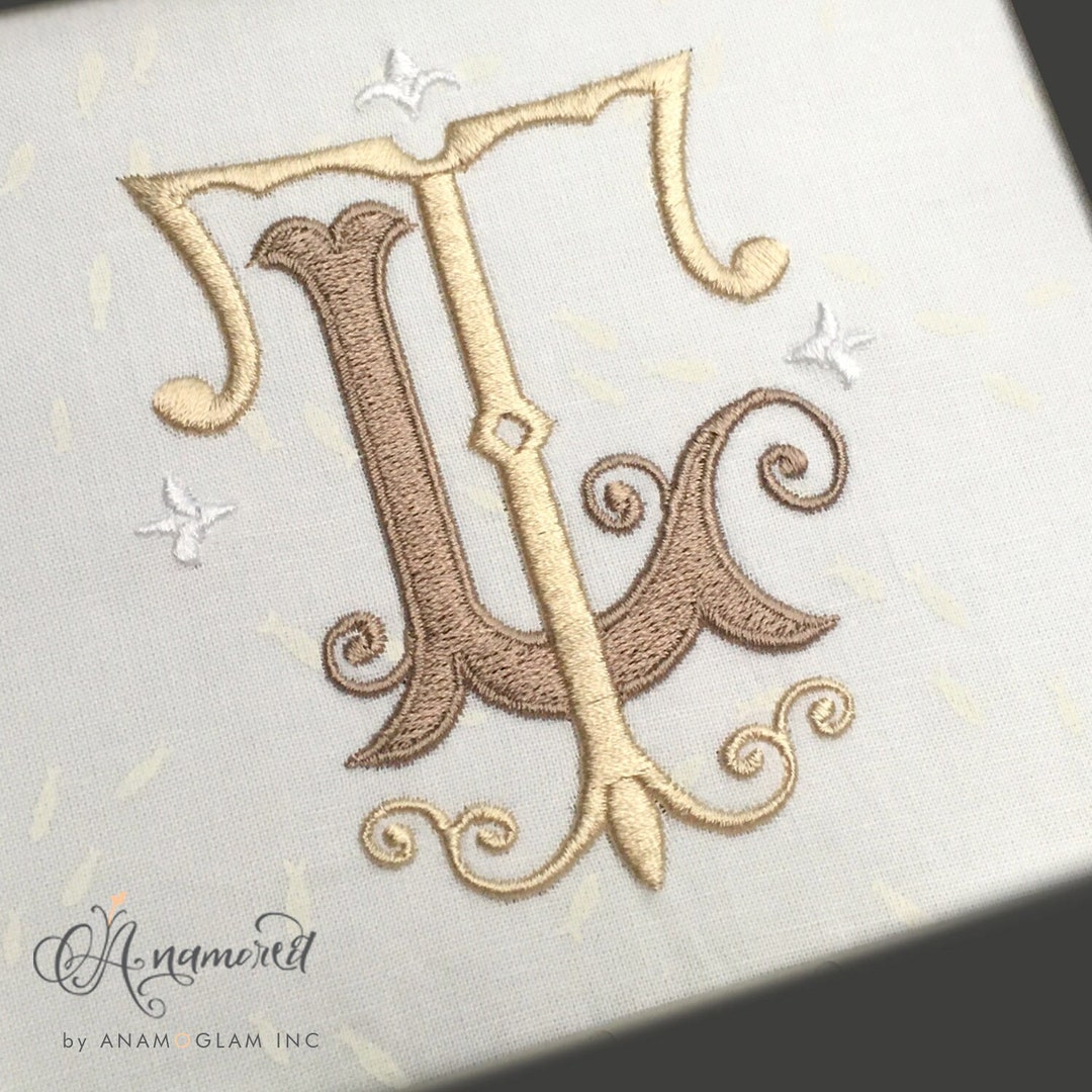 Interlocking L and T Embroidery Monogram Design for Machine Embroidery ...