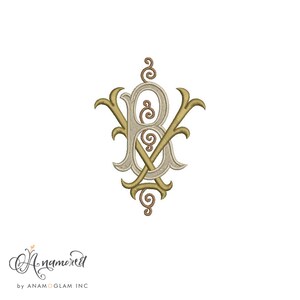 Interlocking V and B Embroidery Monogram Design for Machine Embroidery ...