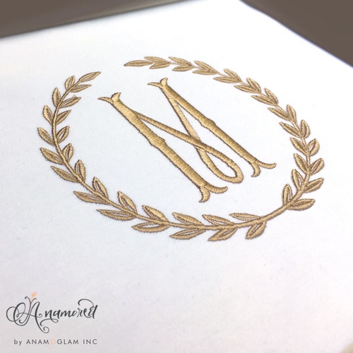 Wheat Laurel Monogram Frame Embroidery Design Pattern for - Etsy