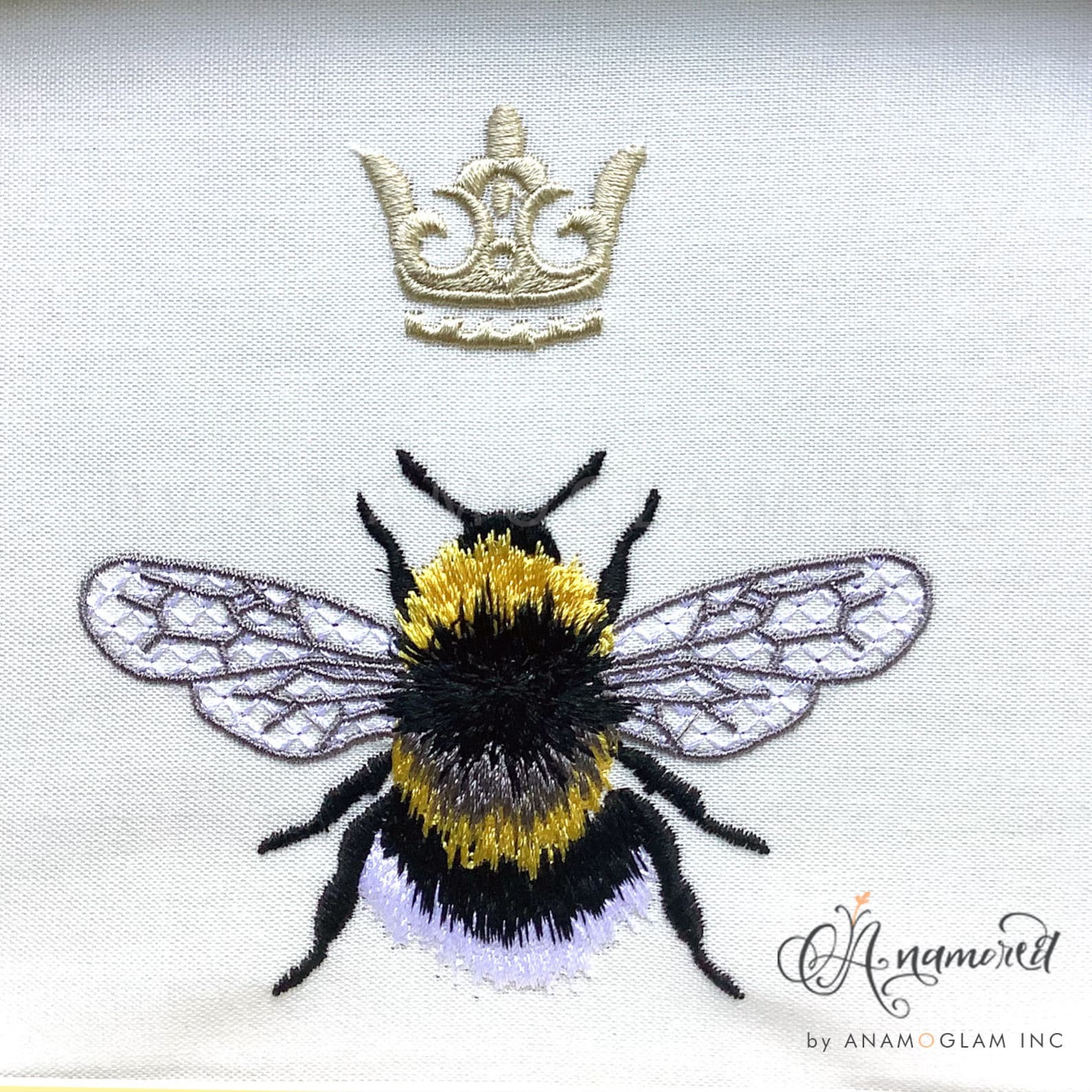 Furry Fuzzy Queen Bumble Bee With Crown Embroidery Design Pattern ...