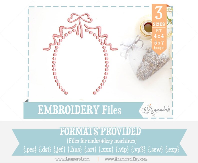 Bow Frame Embroidery Design / Machine Embroidery File / Bow - Etsy