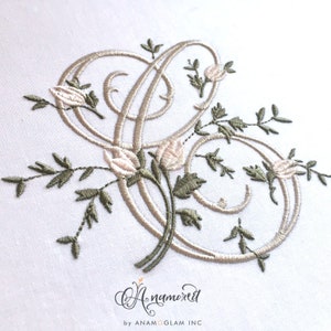 5" Fancy Floral Vine Monogram Embroidery Font for Embroidery Machine ...