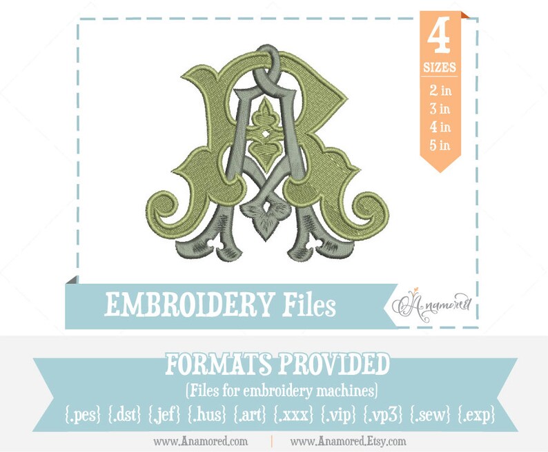 Interlocking A and R Monogram Embroidery Design / Machine - Etsy