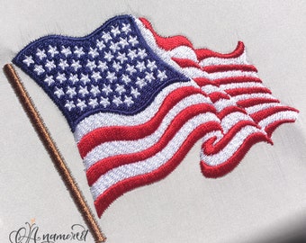 Waving American Flag Embroidery Design - Etsy