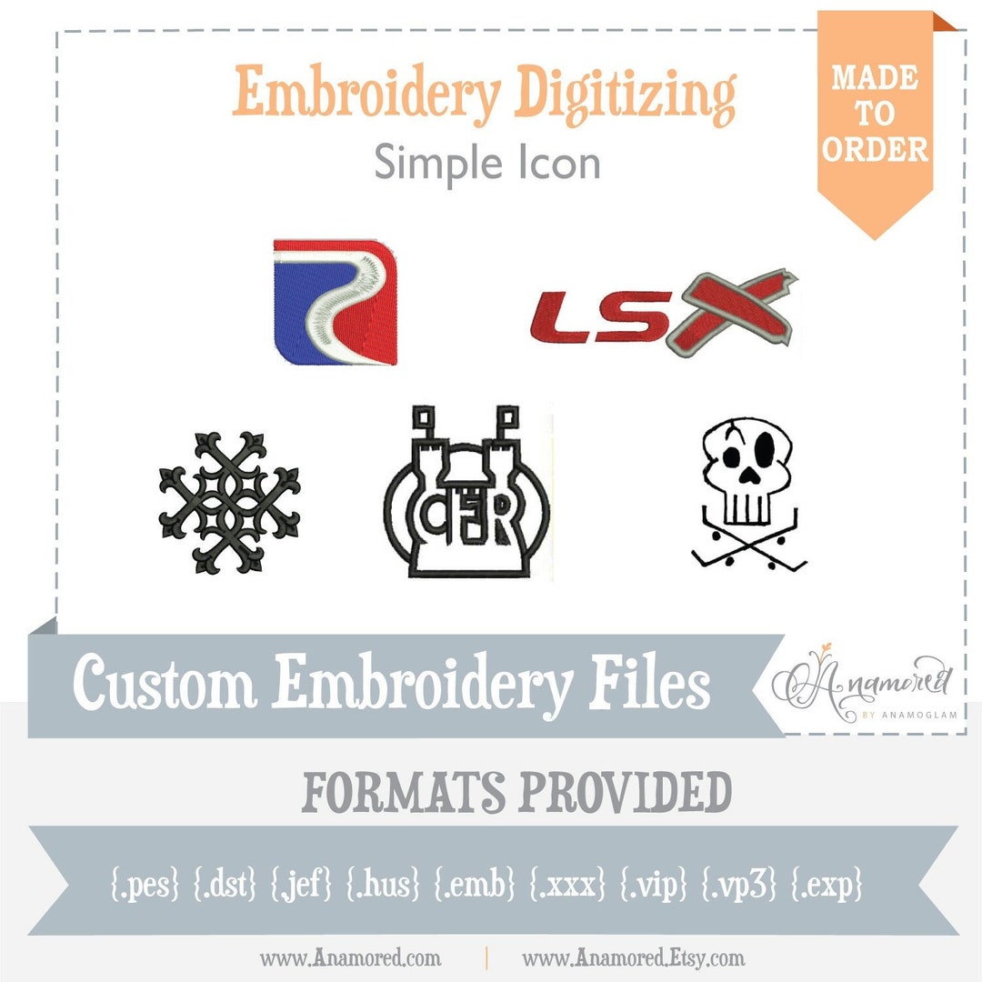 Simple Icon Logo - Custom Embroidery Digitizing - Made to Order - Etsy