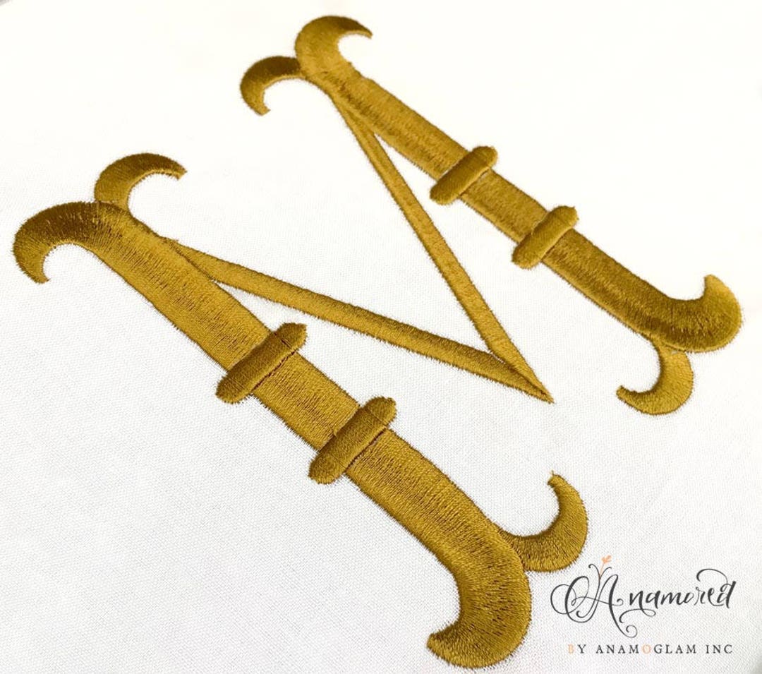 2 Sizes (4 & 5 Inch) French Fishtail Monogram Embroidery Font for ...