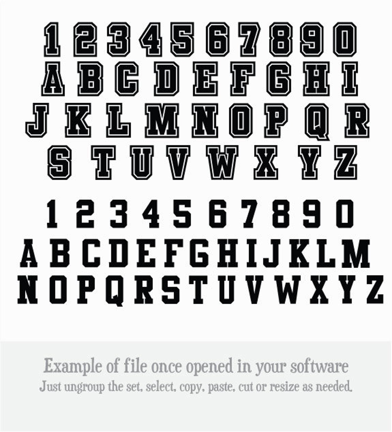 Cuttable Alphabet Varsity College Athletic VECTOR Instant - Etsy