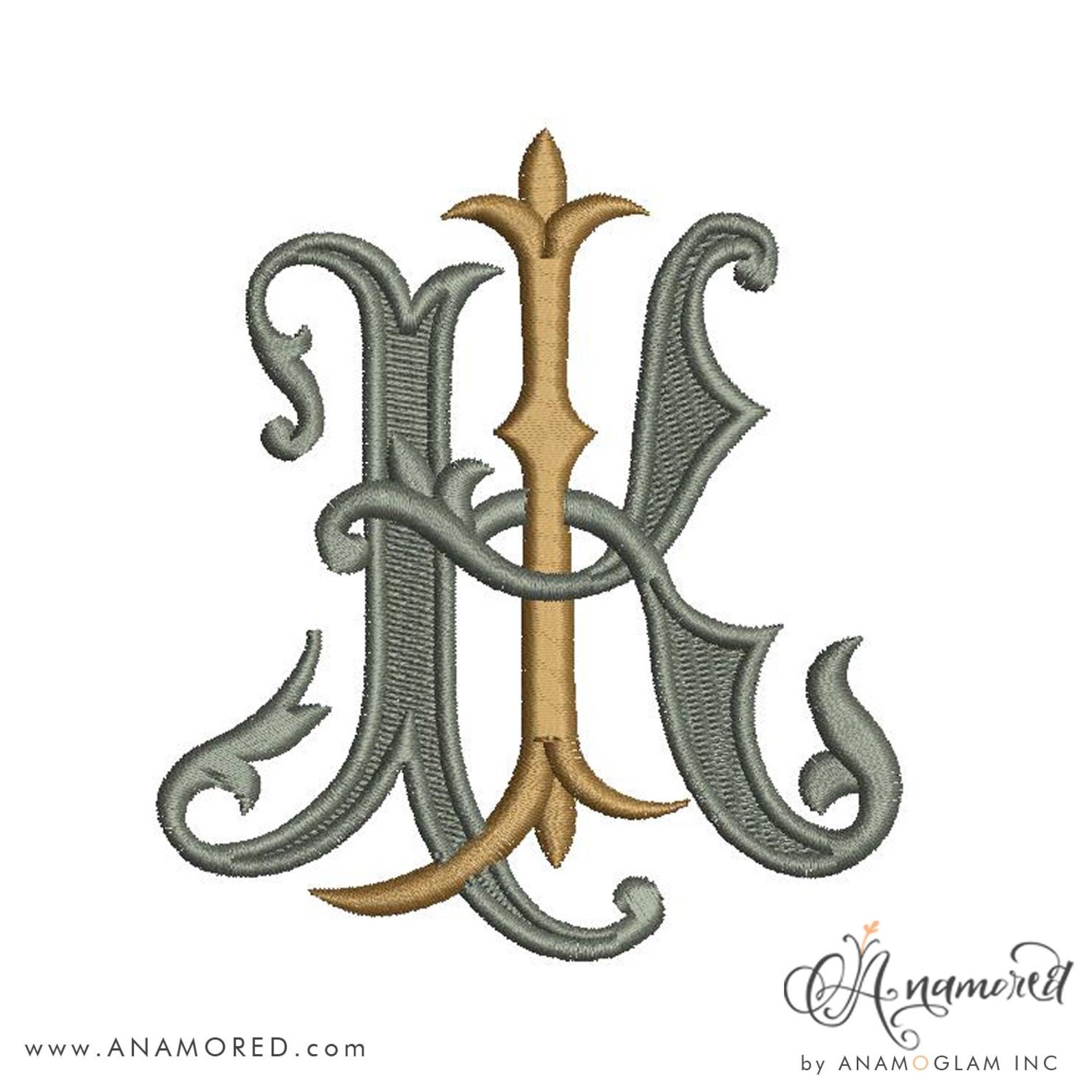 Interlocking K and J Monogram. Embroidery Design for - Etsy