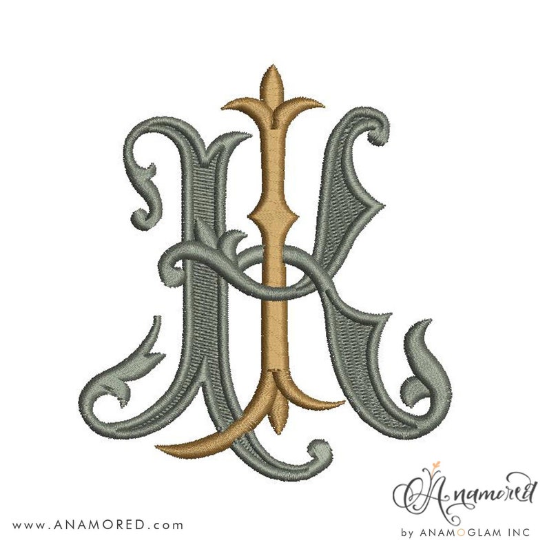 Interlocking K and J Monogram. Embroidery Design for - Etsy