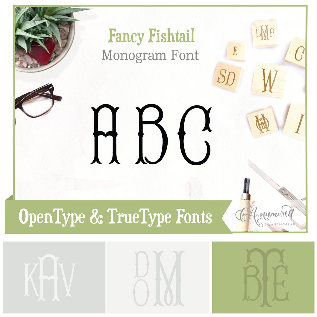 True Type and Open Type Font: Fancy Fishtail Monogram for Print ...