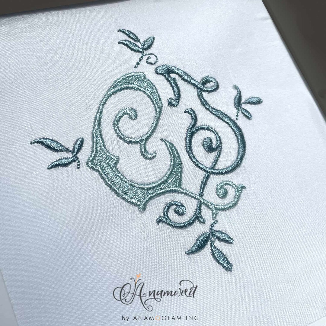 Monza Interlocking C and J Contrasting Embroidery Monogram Design for ...