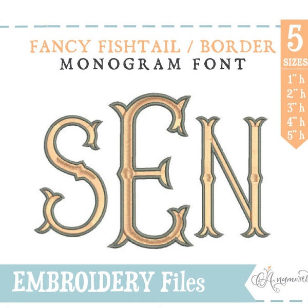 Fishtail Shadow Font Embroidery - Etsy
