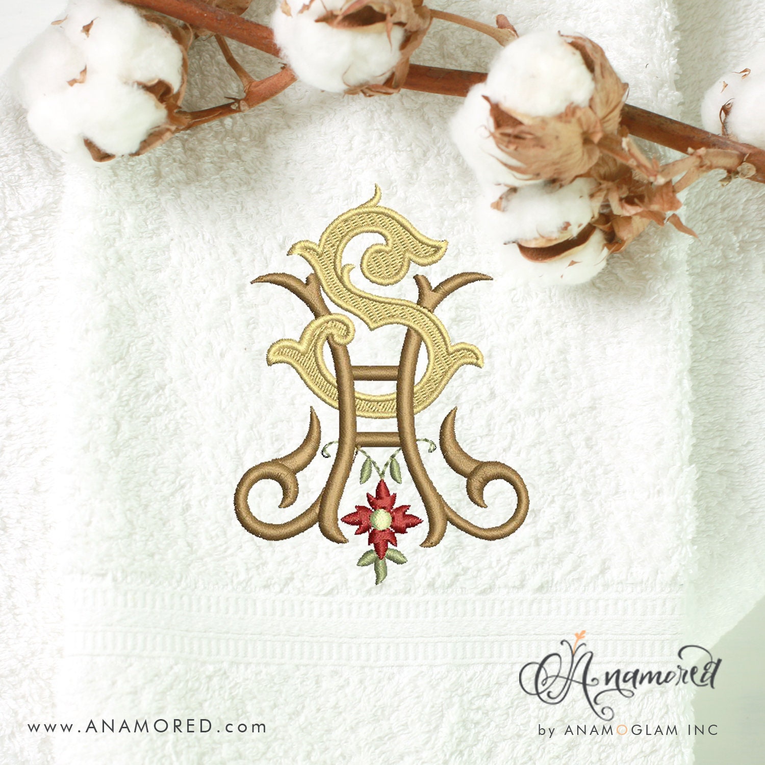 Interlocking S and H Monogram. Embroidery design for | Etsy