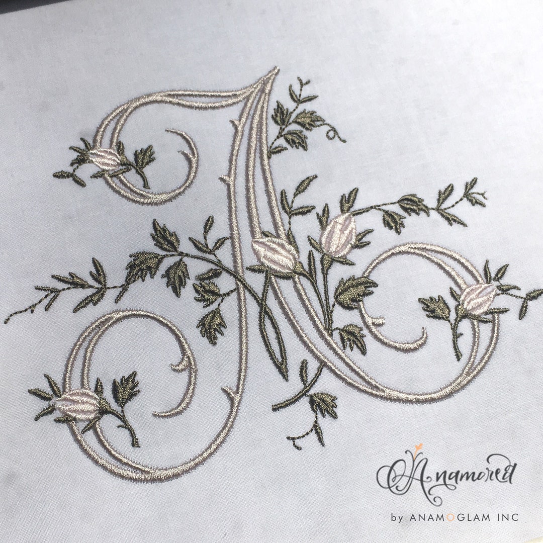 2 Sizes: 4" and 5" Fancy Floral Vine Monogram Embroidery Font for Embroidery Machine/ BX Font ...