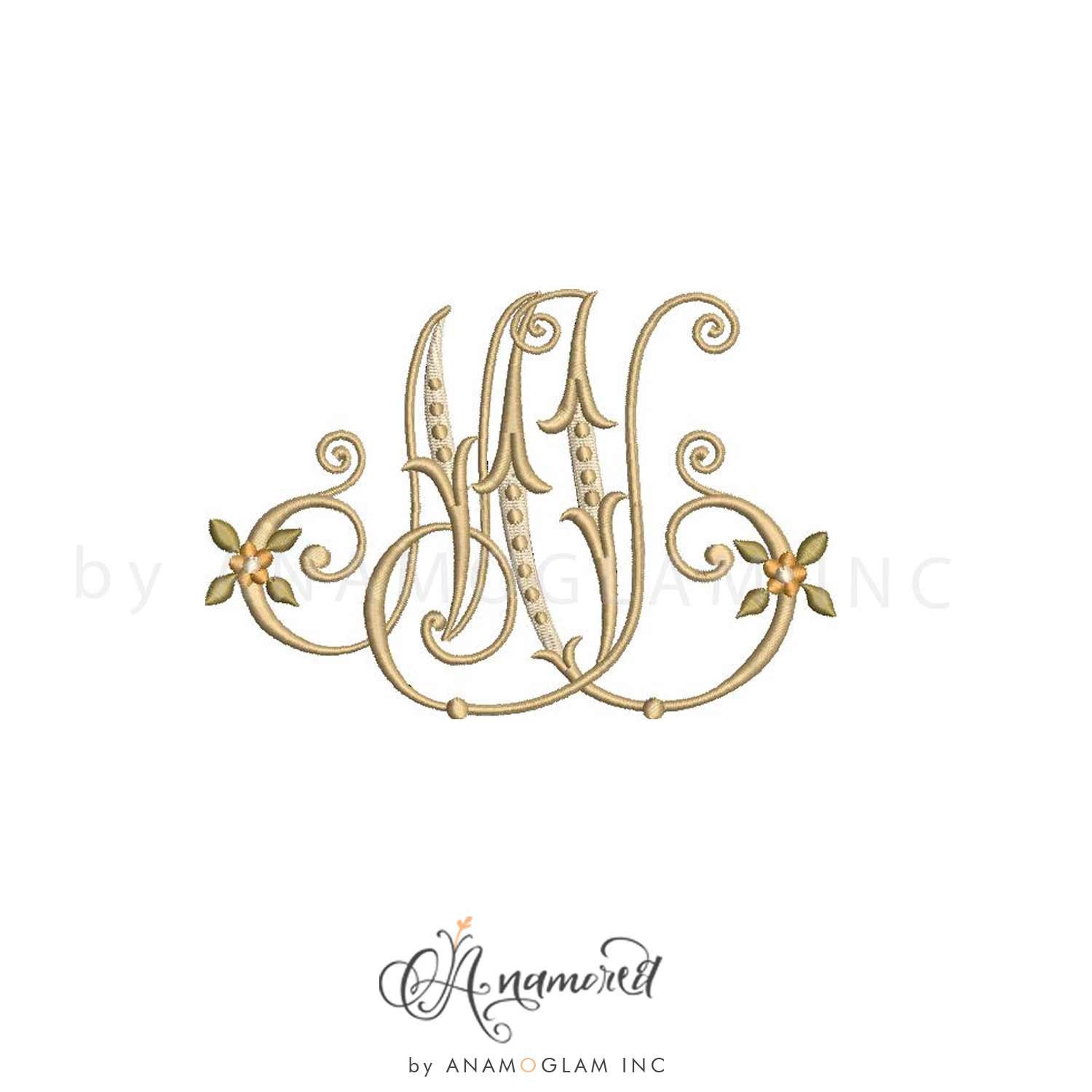 Interlocking Double M and V Embroidery Monogram Design for Machine ...