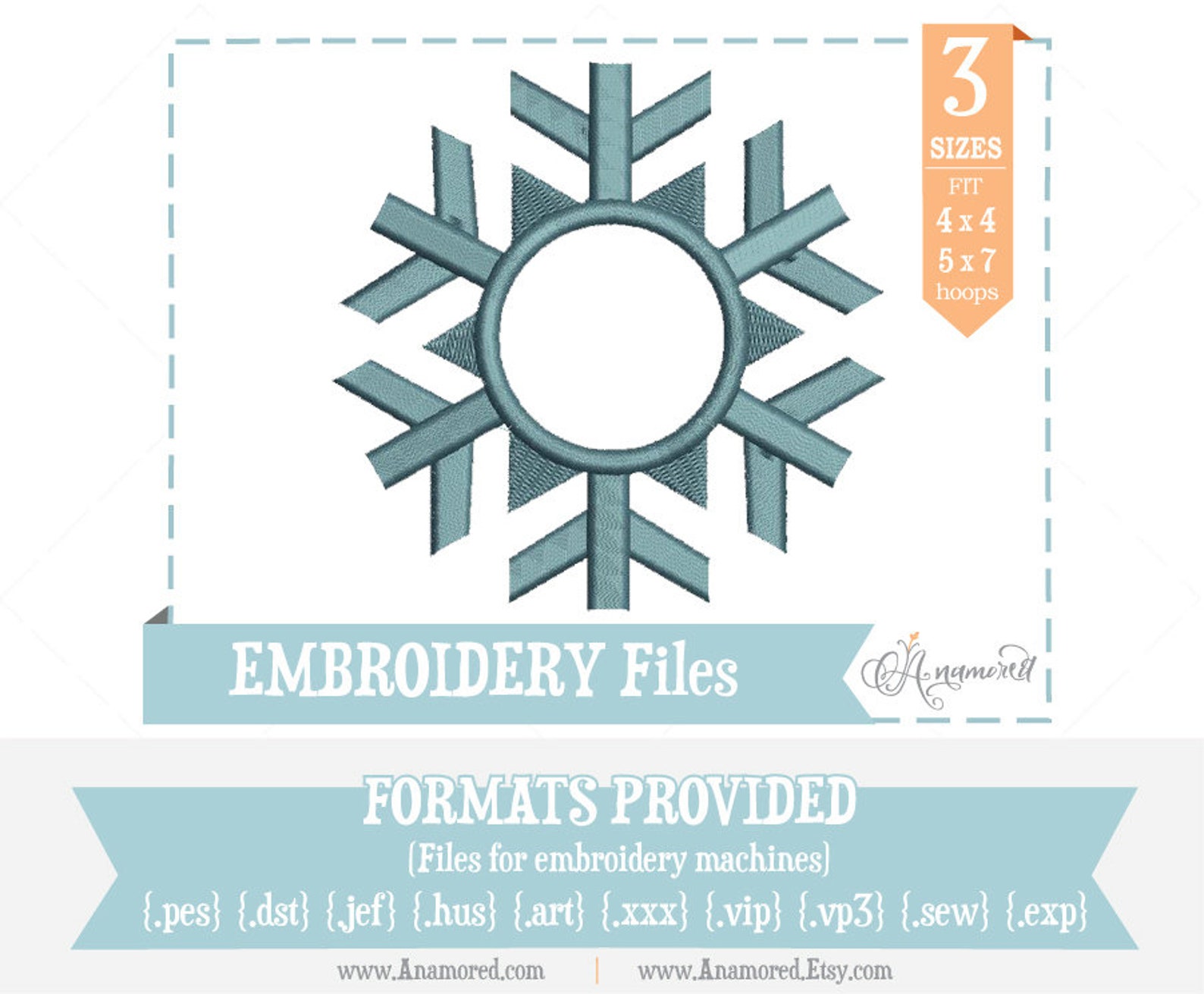 Snowflake Monogram Embroidery Design Instant Download for | Etsy