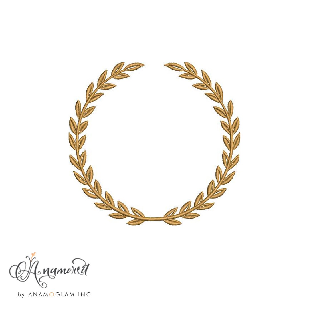 Wheat Laurel Monogram Frame, Embroidery Design Pattern for Embroidery ...